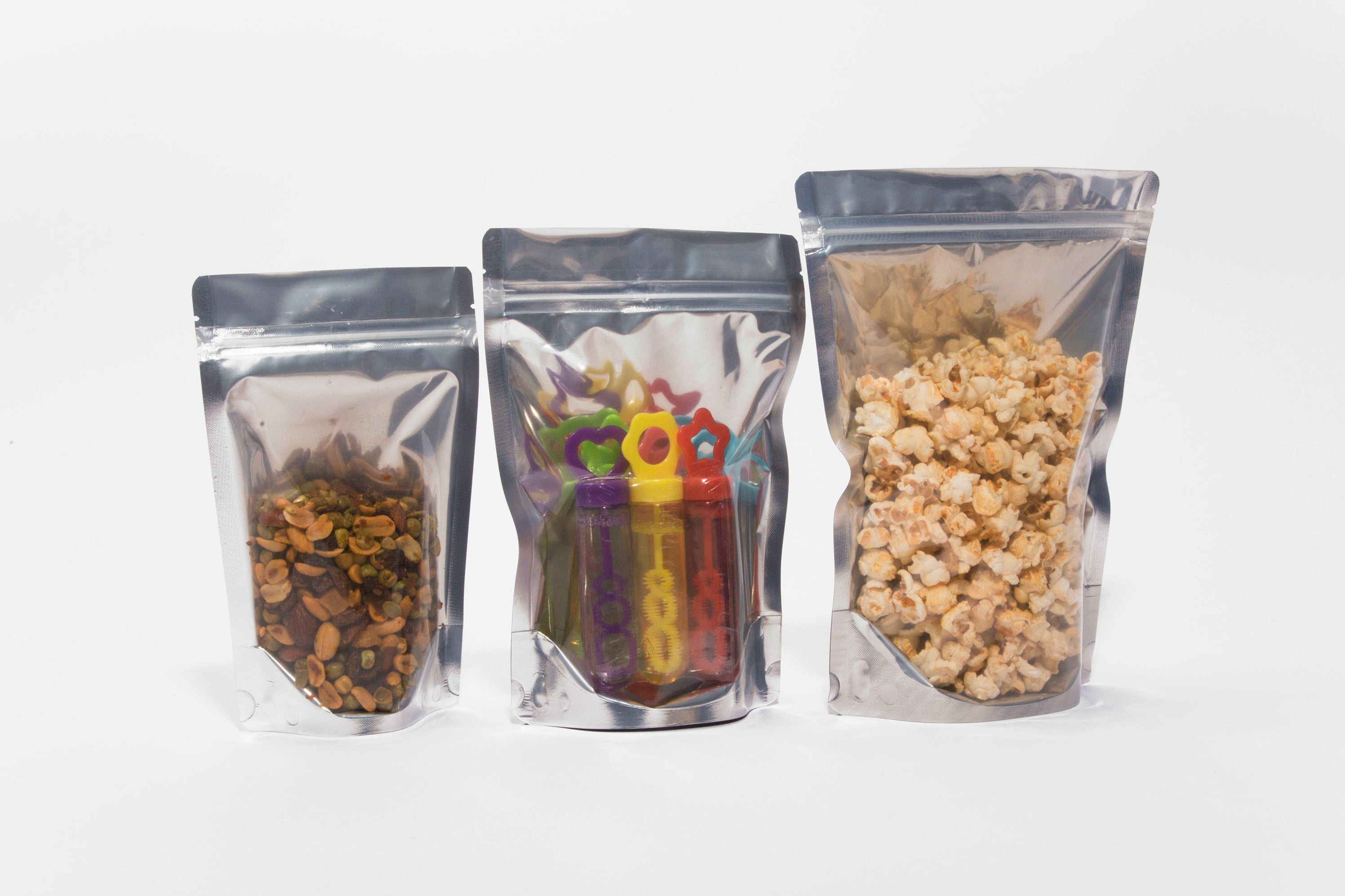 Clear Front Foil/ Black Back Stand Up Pouches w/ Resealable Zip & Tear ...